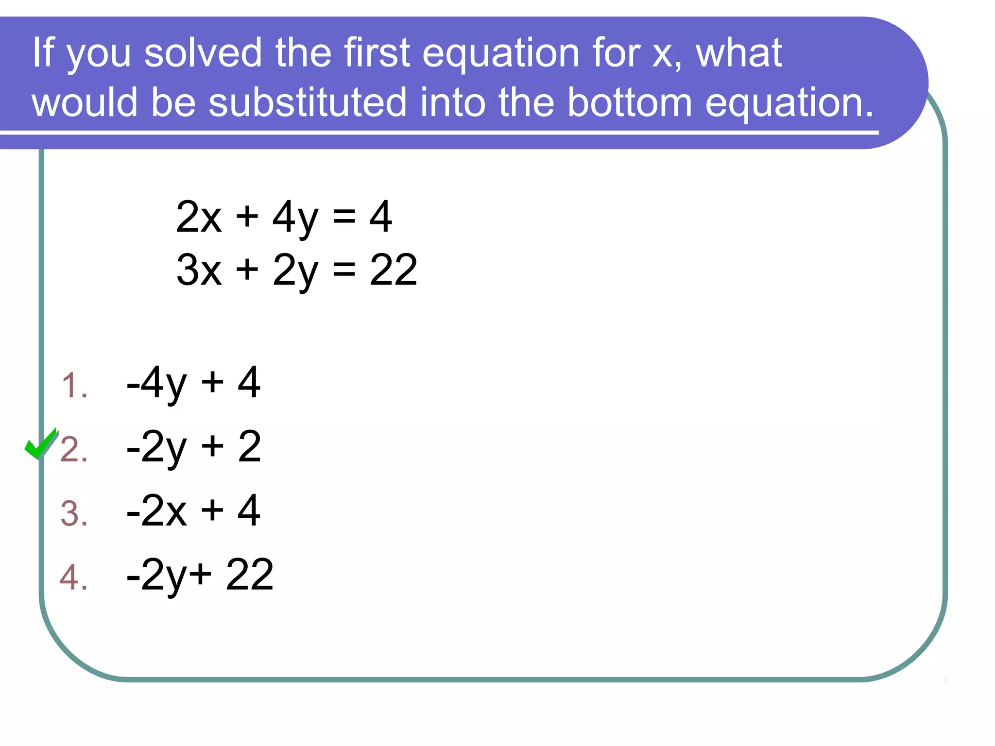Solving System of Equations by Substitution | PPT