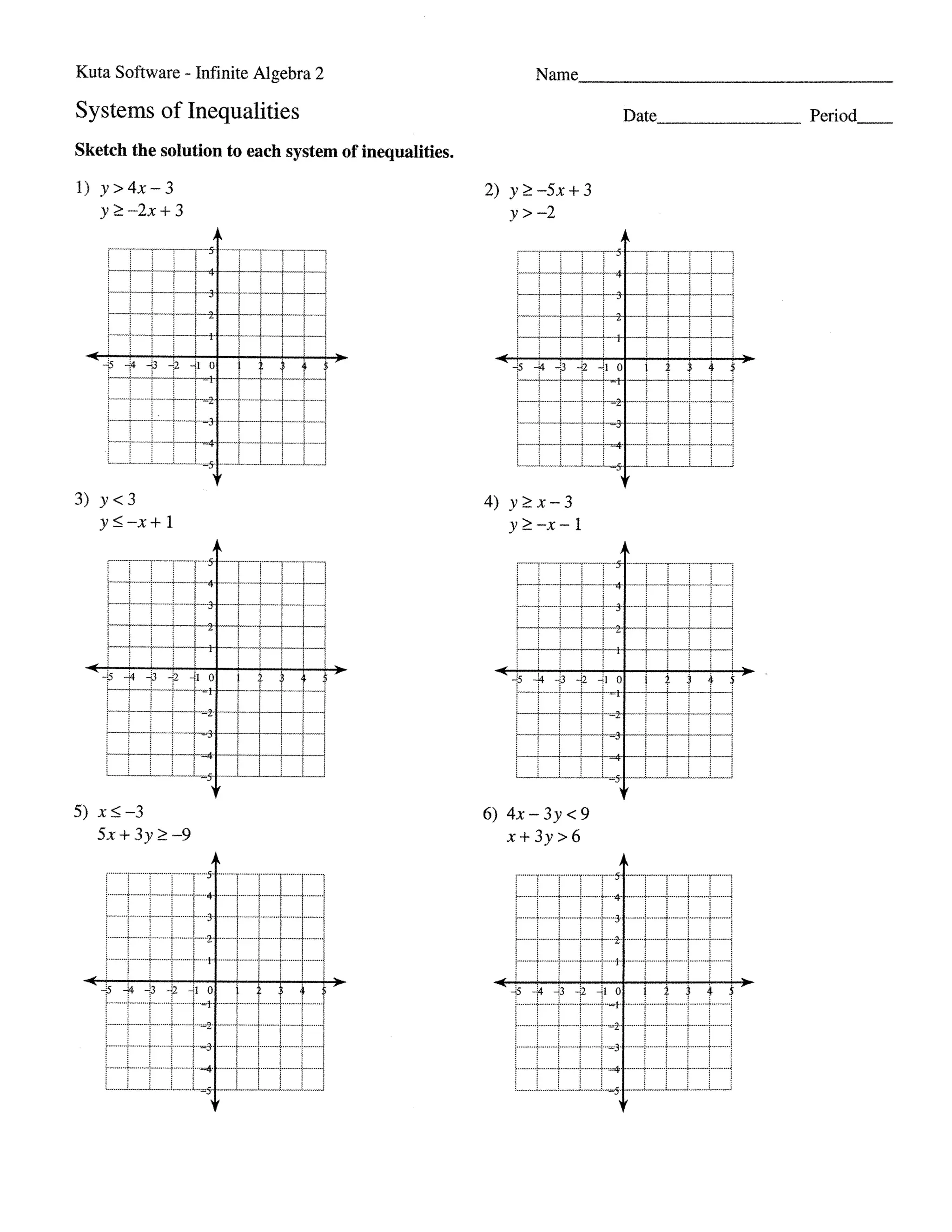 Solve systems of inequalities by graphing 11 18-11 | PDF