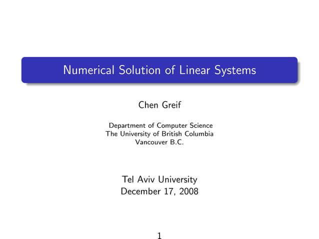 Numerical Solution of Linear algebraic Equation | PPT