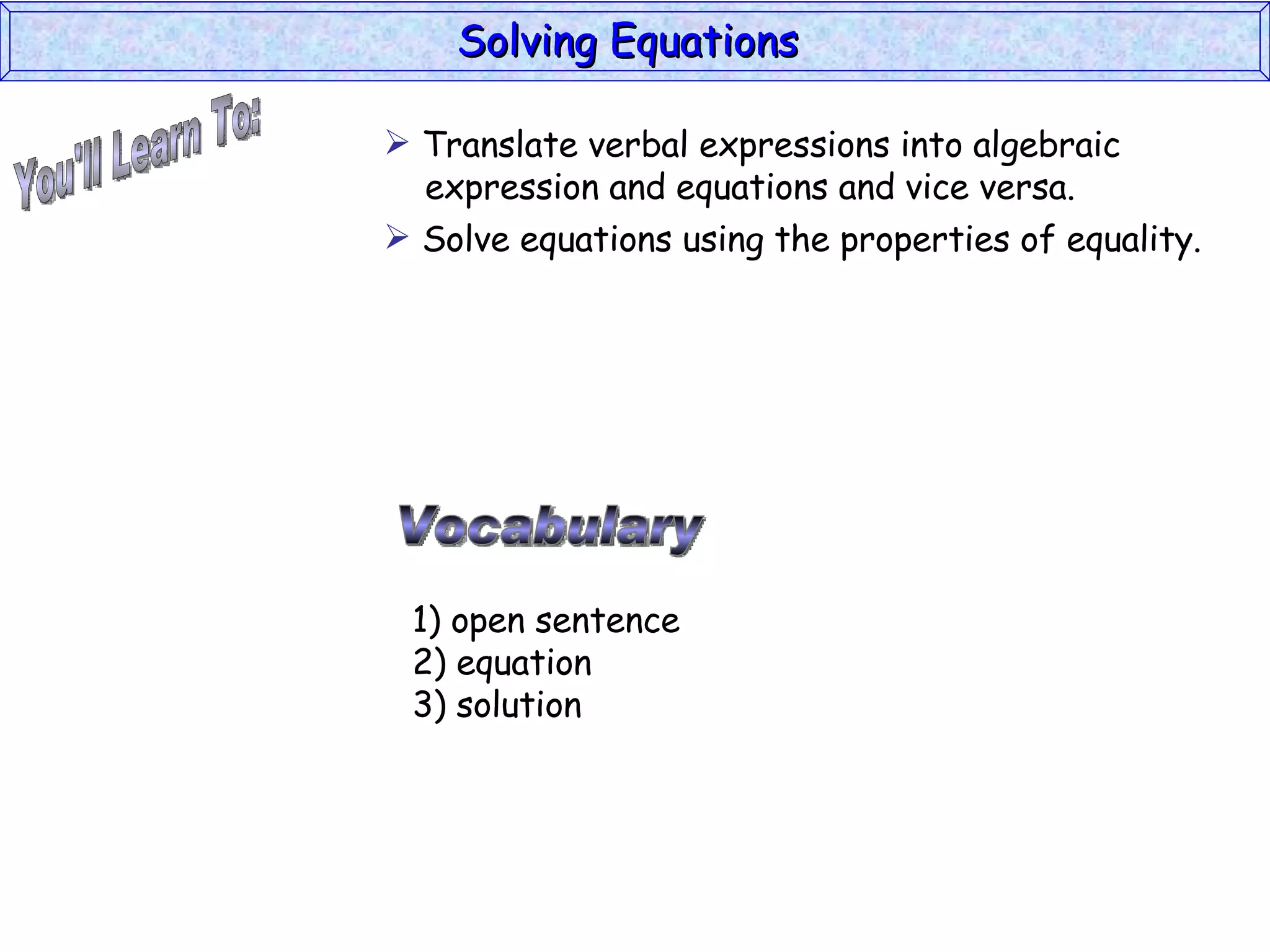 Solving Equations (Algebra 2) | PPT