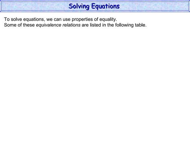 Solving Equations (Algebra 2) | PPT