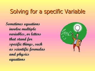 Solving Equations And Formulas | PPT