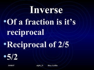 Solving Equations Using Reciprocals | PPT