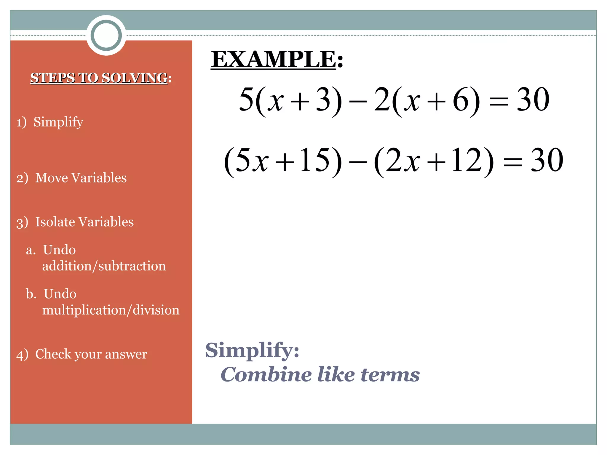 Solving Linear Equations | PPS