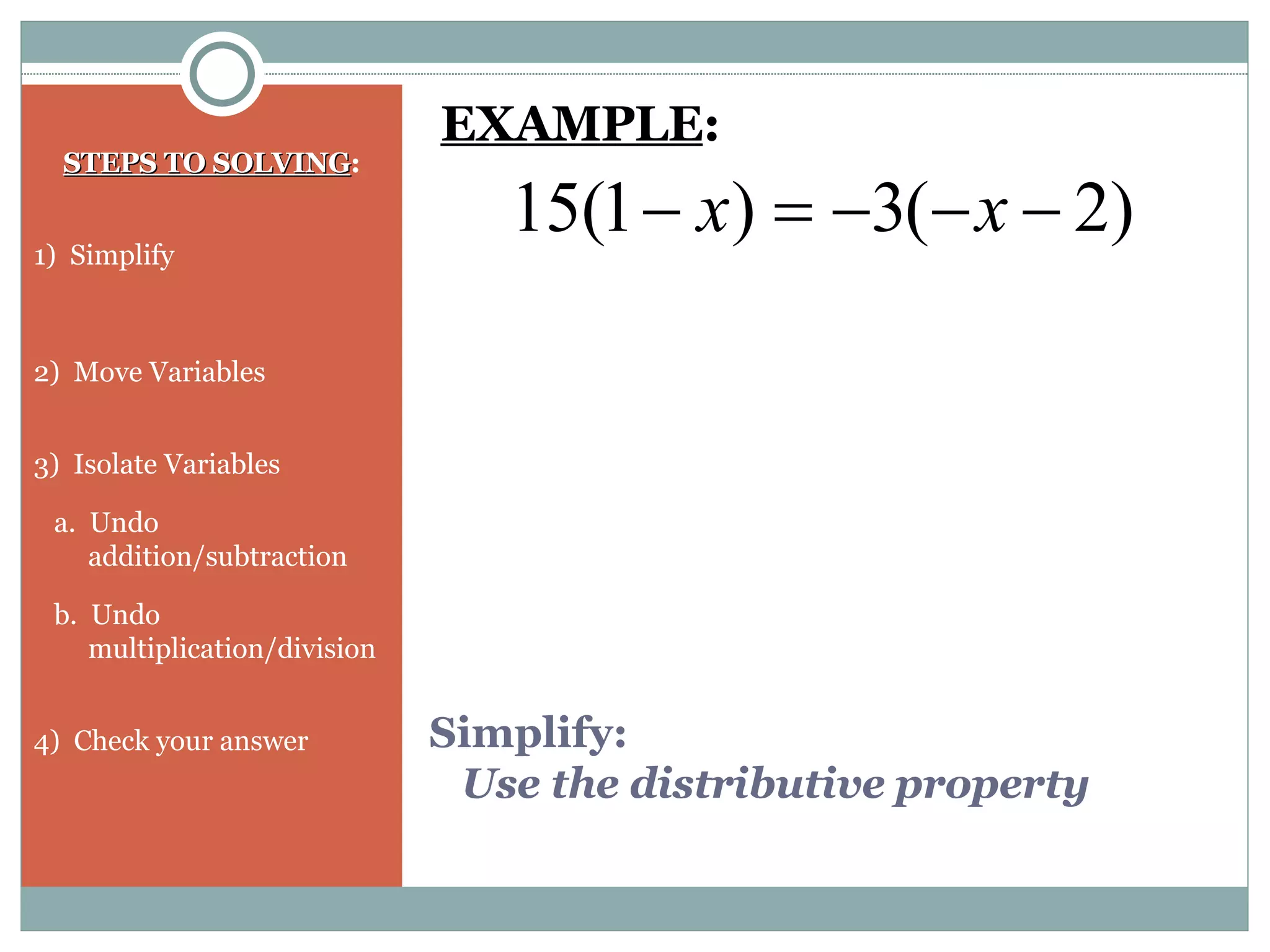 Solving Linear Equations | PPS