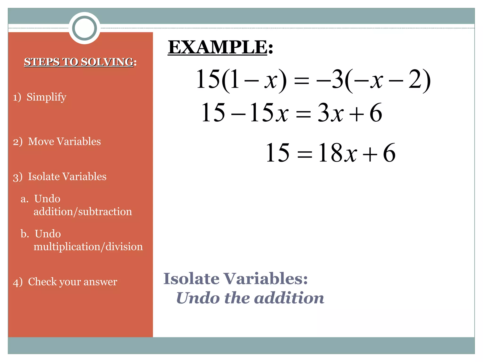 Solving Linear Equations | PPS