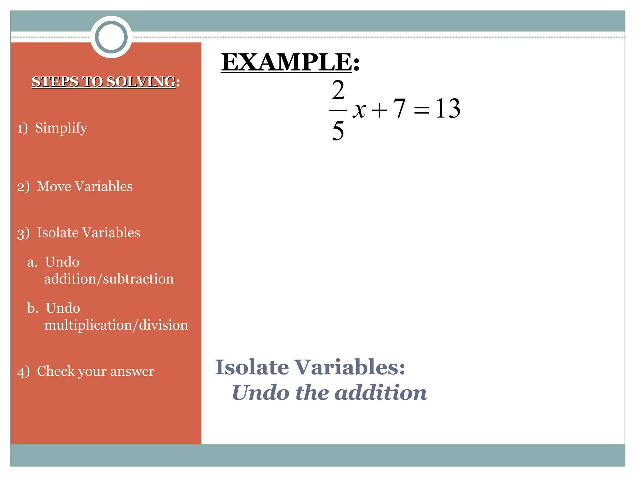 Solving Linear Equations | PPS