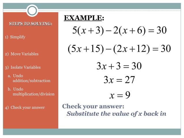 Solving Linear Equations | PPS