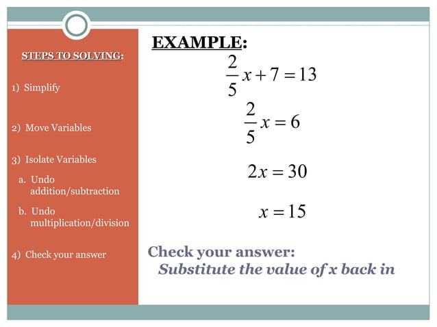 Solving Linear Equations | PPS