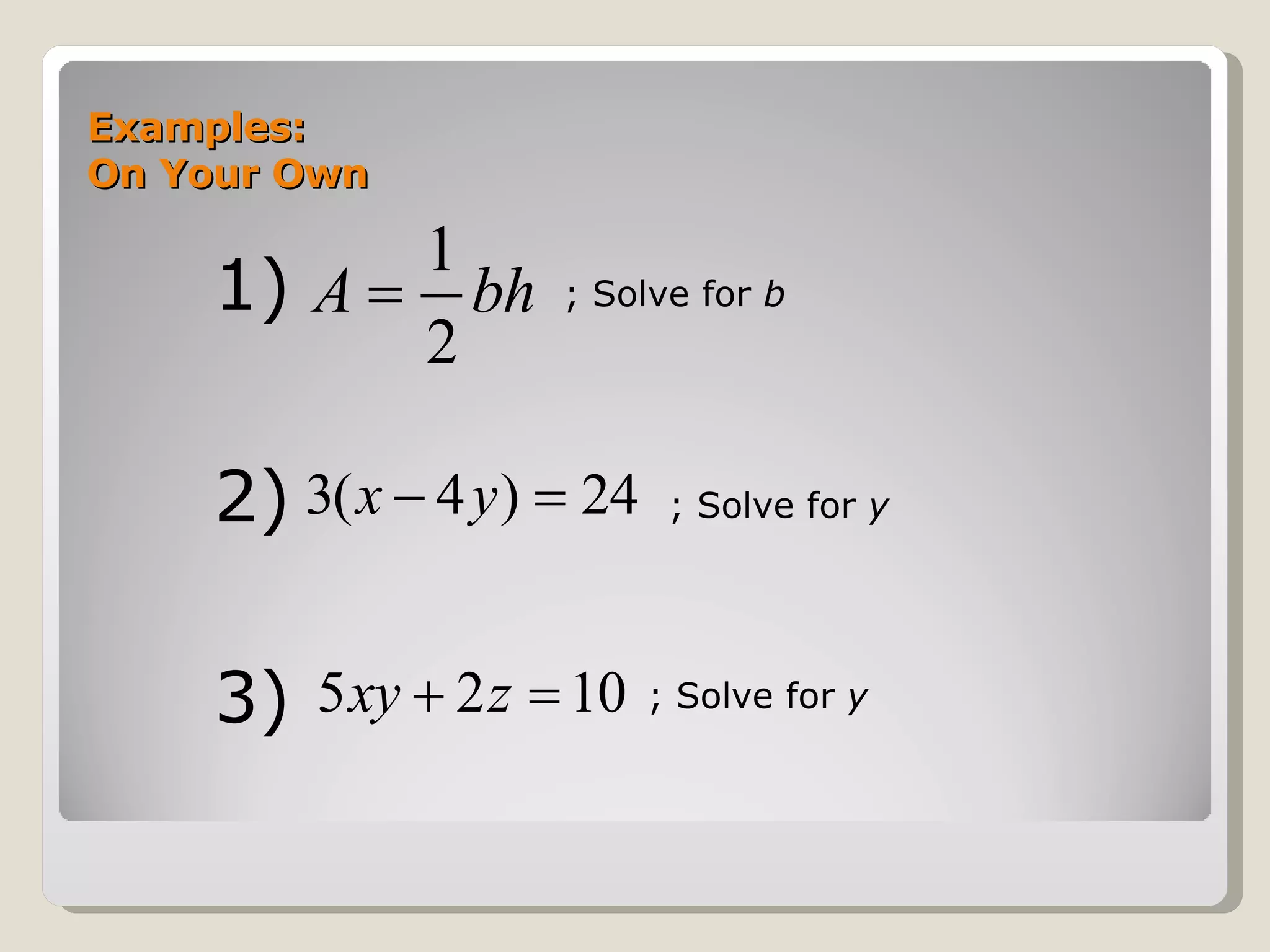 Solving Literal Equations | PPS