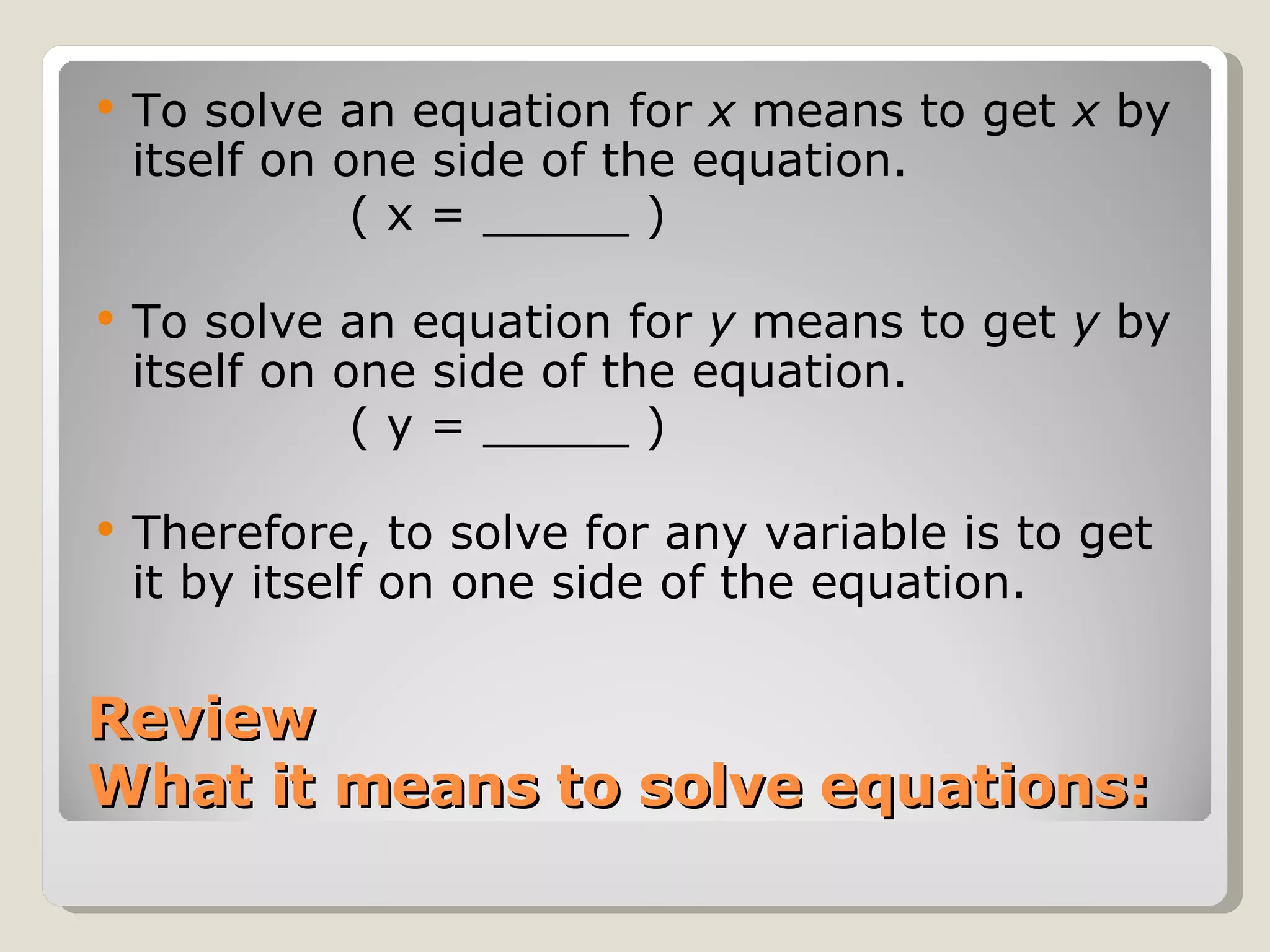 Solving Literal Equations | PPS