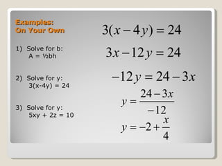 Solving Literal Equations | PPS