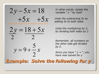 Solving Literal Equations | PPS