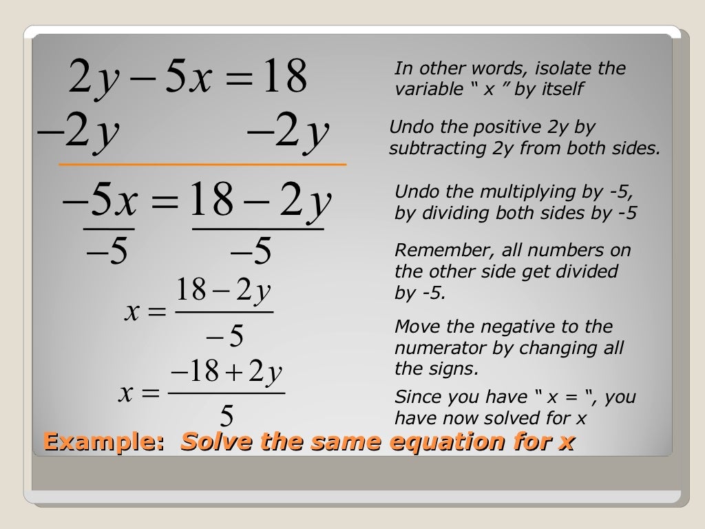 Solving Literal Equations