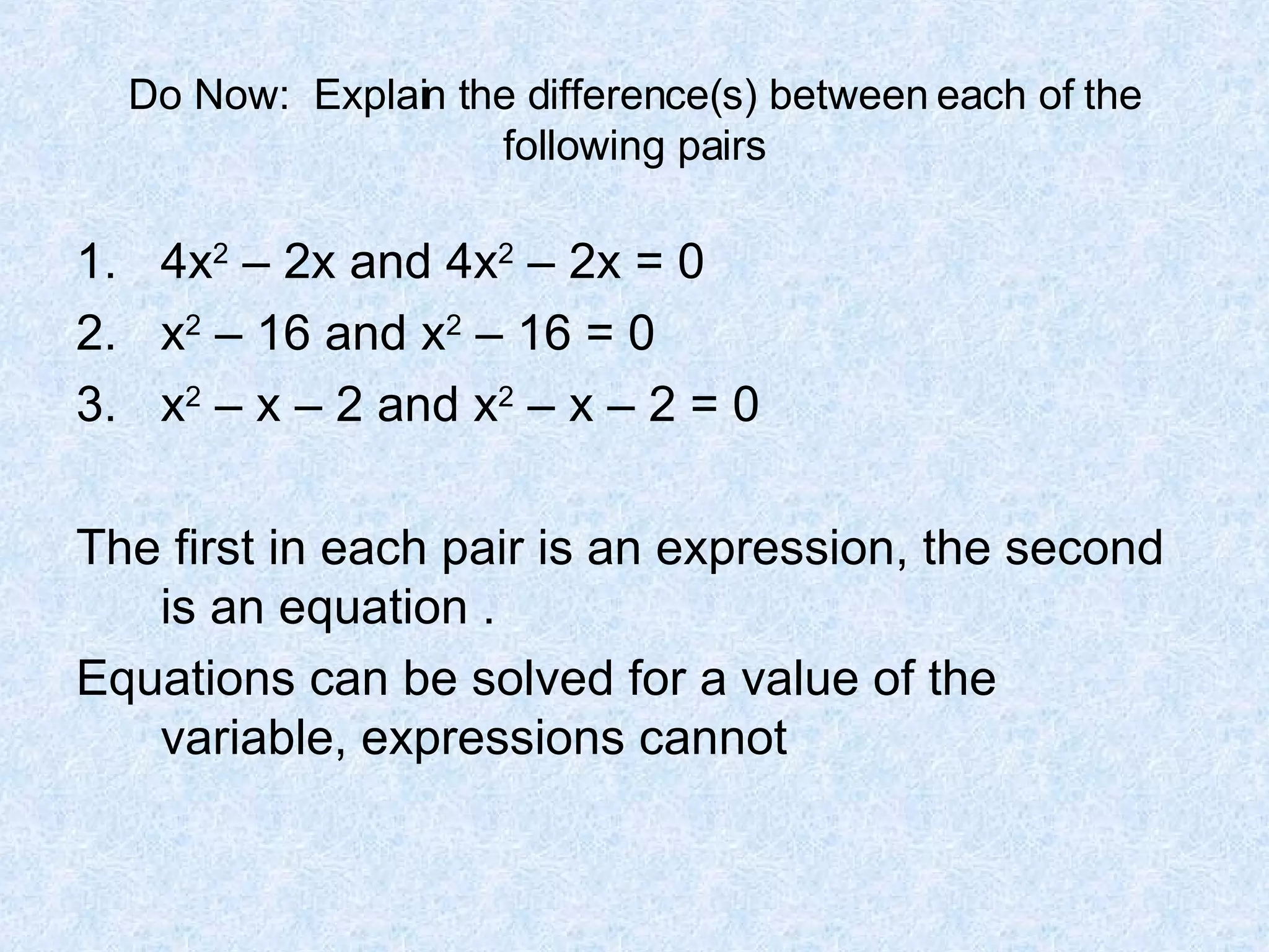 Solving Quadratic Equations Ppt