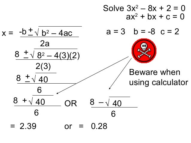 Solving quadratic equations summary