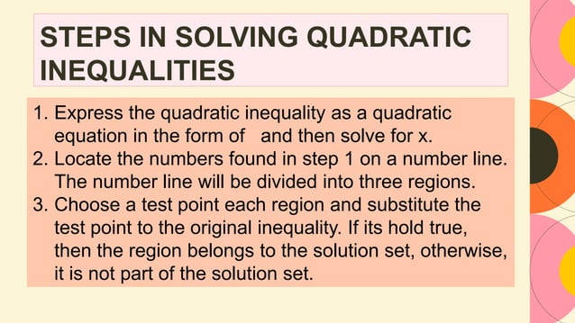 SOLVING-QUADRATIC-INEQUALITIES GRADE 9.pptx | Physics | Science