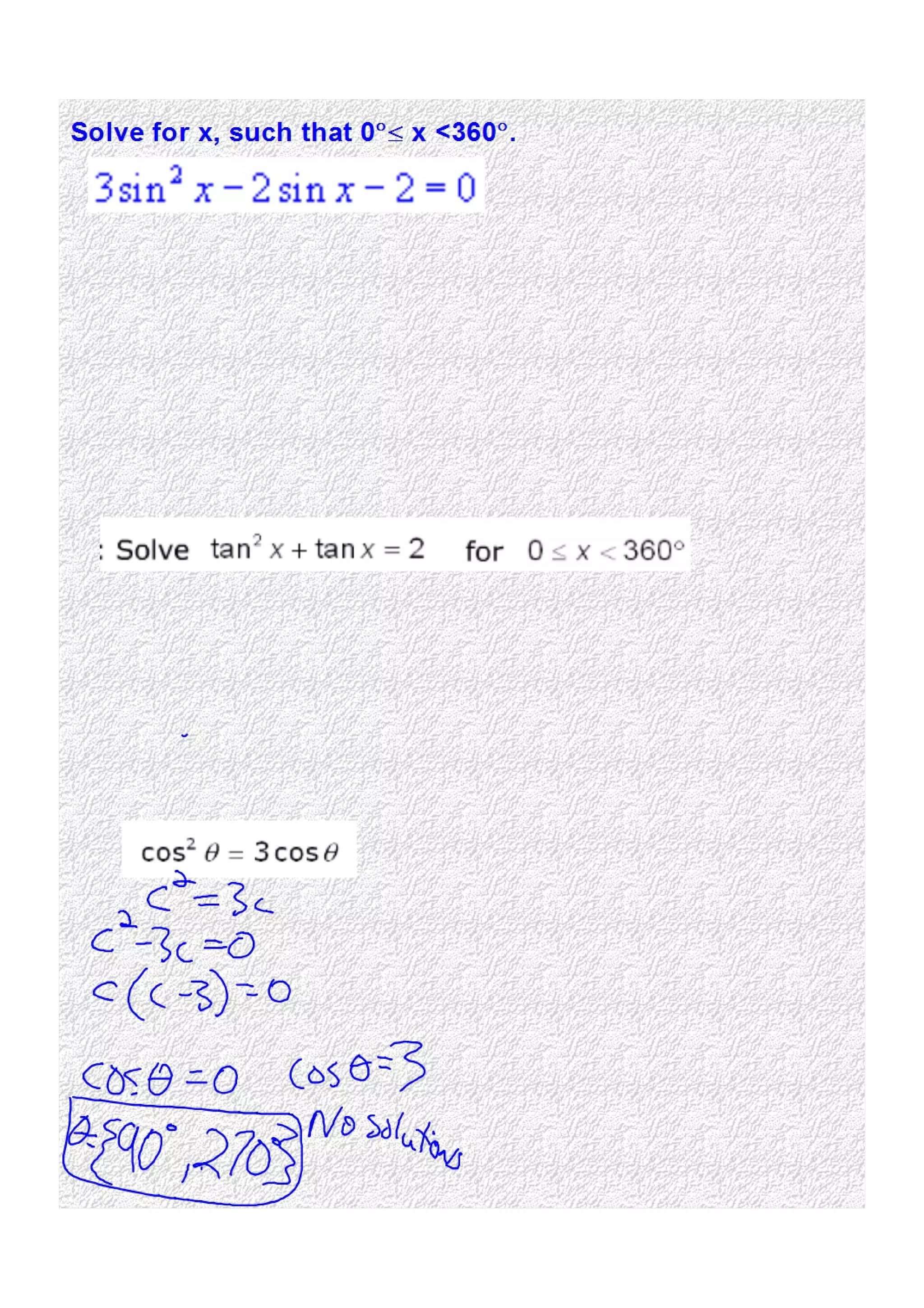 Solving Second Degree Trig Equations.pdf | Physics | Science