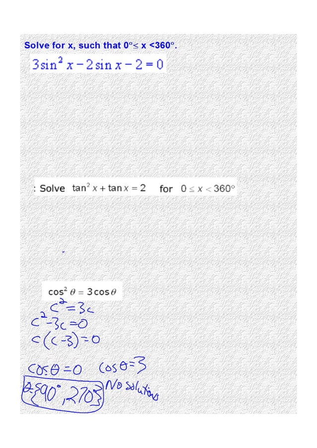 Solving Second Degree Trig Equations.pdf | Physics | Science