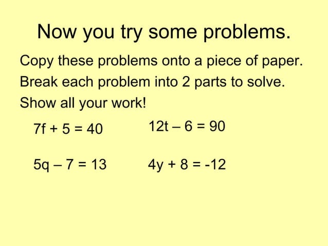 Solving 2 step variable equations | PPT