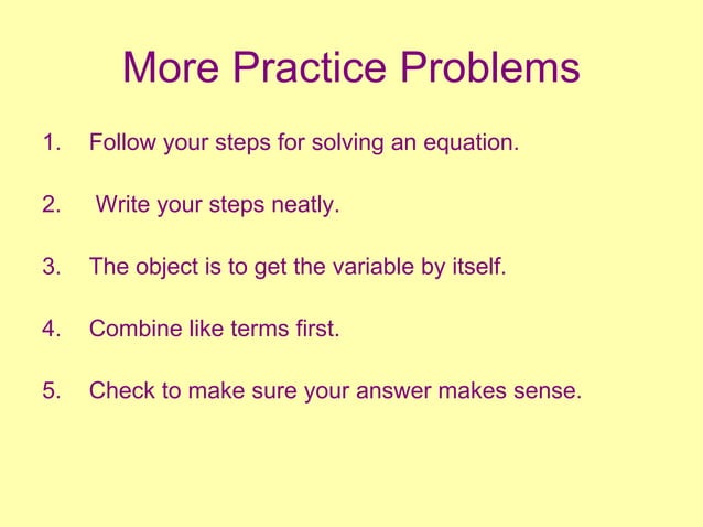 Solving 2 step variable equations | PPT