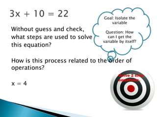 Solving 2 step equations | PPTX