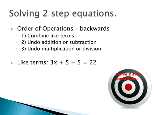 Solving 2 step equations | PPTX