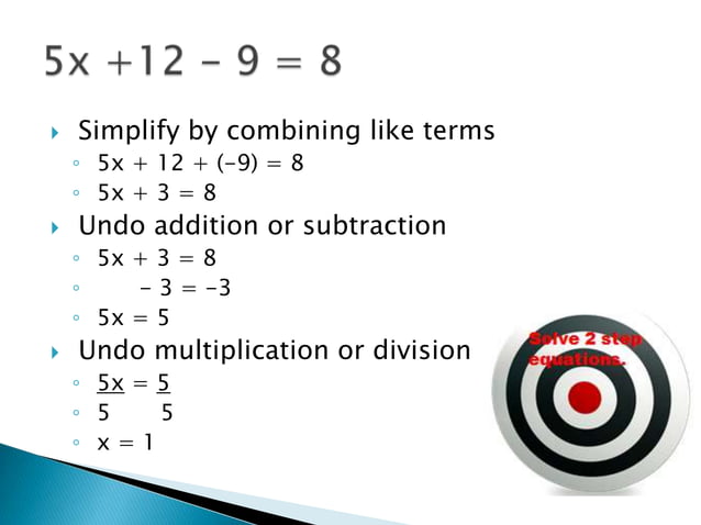 Solving 2 step equations | PPTX