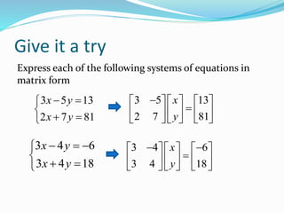 Solving 2x2 systems using inverse matrix (December 12, 2013) | PPT ...