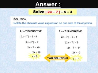 Solving Absolute Value Equations and Inequalities.ppt