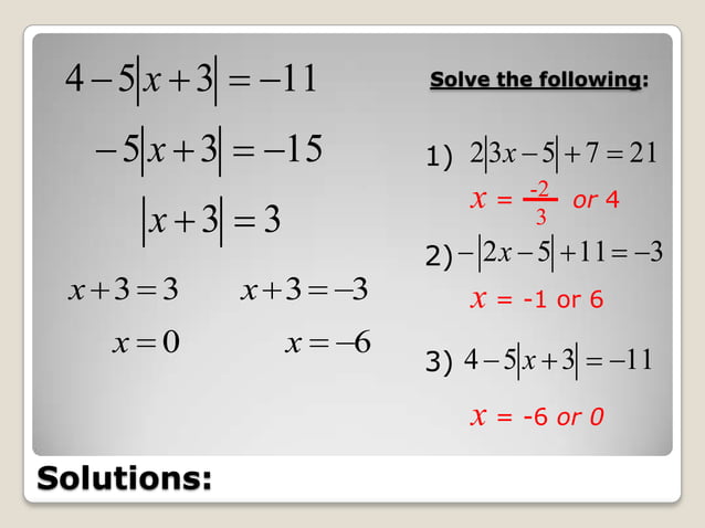 Solving Absolute Value Inequalities | PPTX | Physics | Science