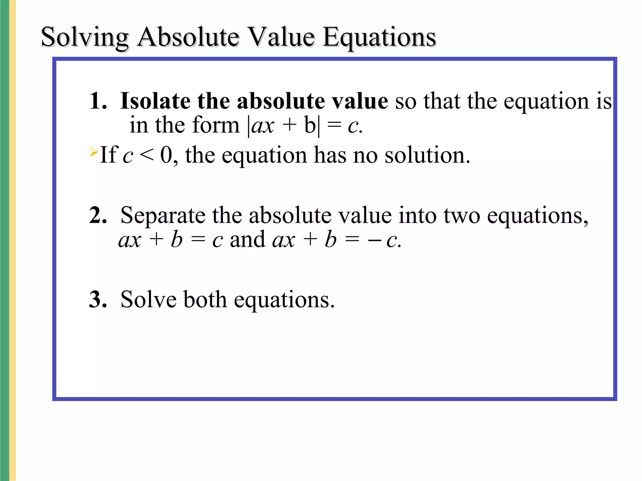 Solving absolute values | PPT
