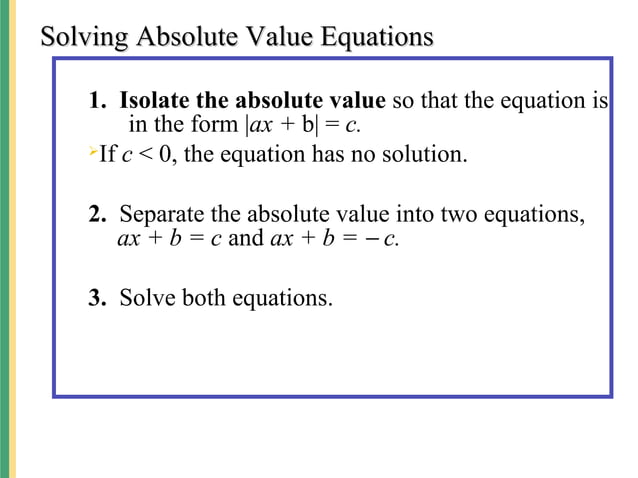 Solving absolute values | PPT