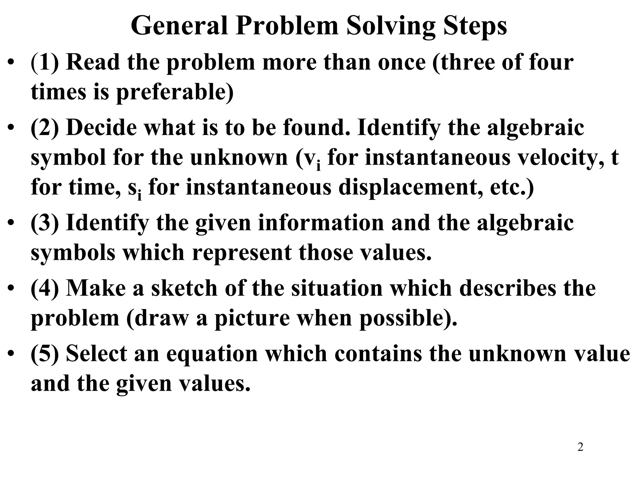 Solving Accelerated Motion Problems | PPSX