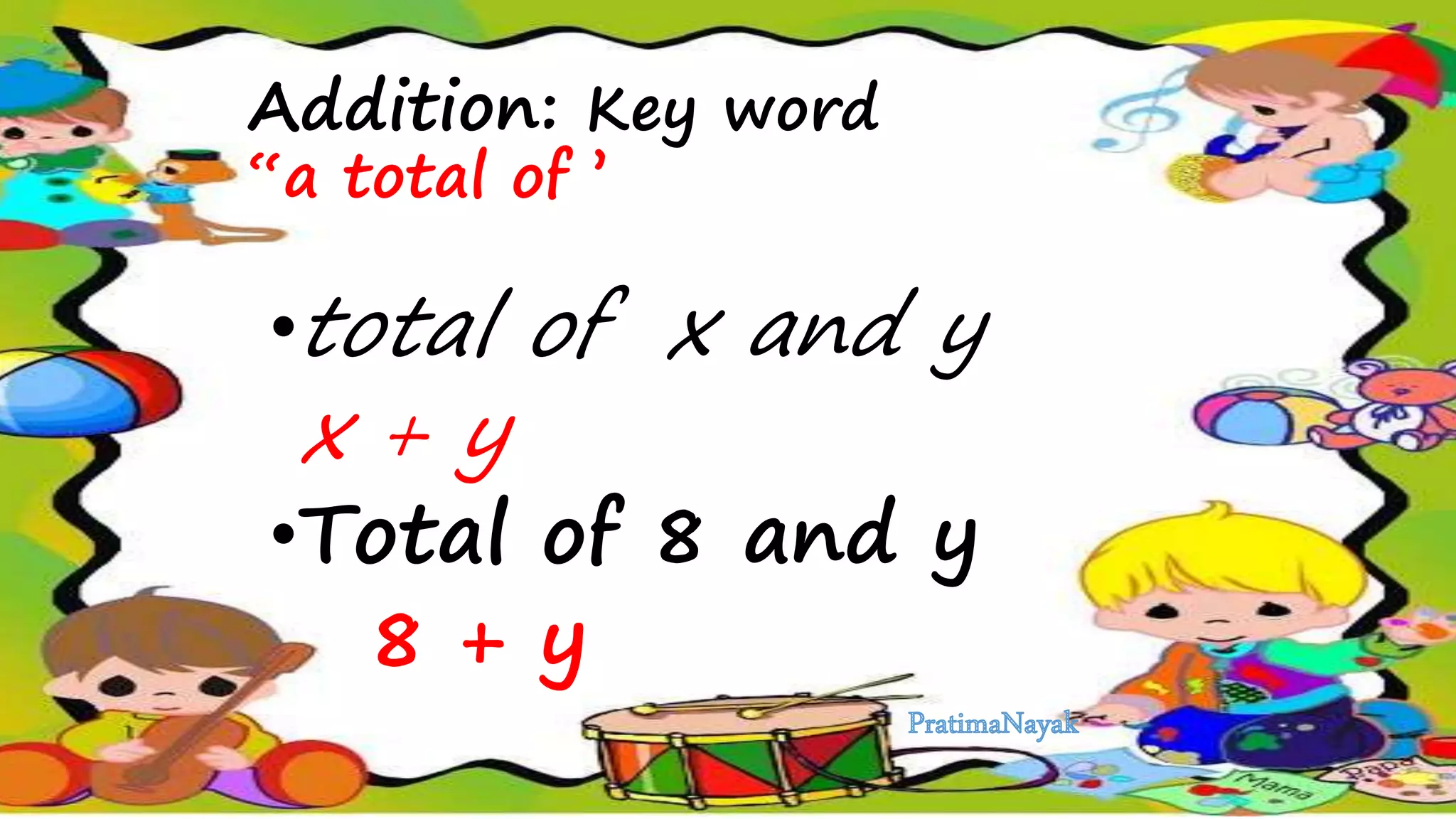 Solving addition word problem knowing key words | PPTX