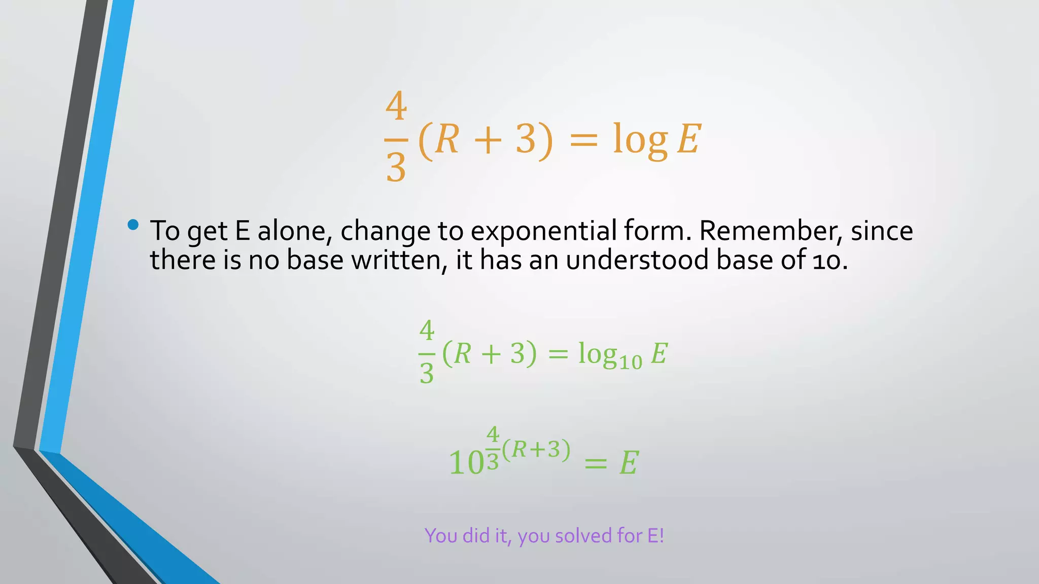 Solving a logarithmic equation | PPTX
