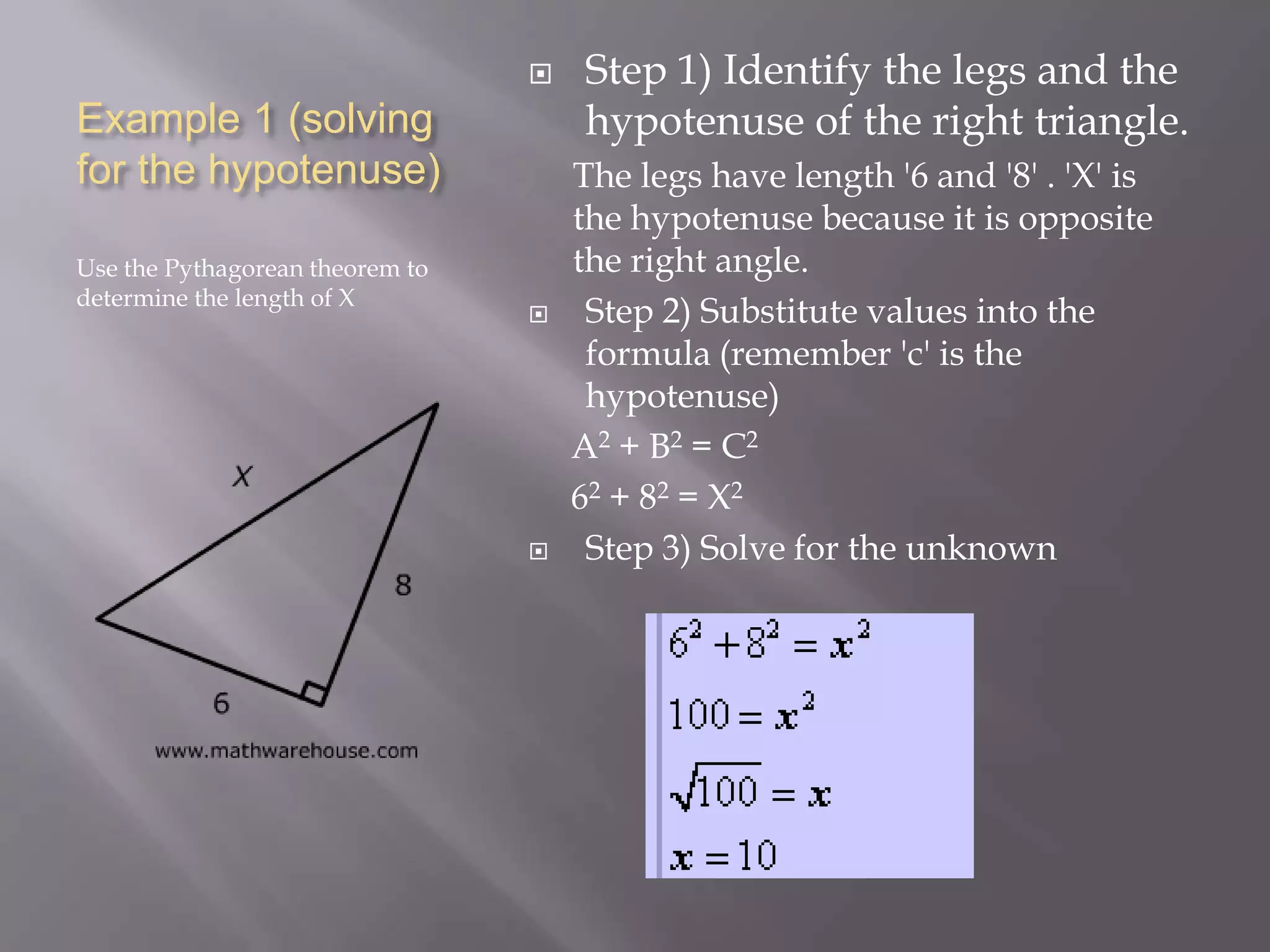 Solving a right_triangle_given_two_sides | PPTX