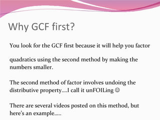 Solving by factoring remediation notes | PPT