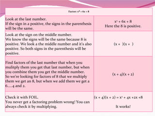 Solving by factoring remediation notes | PPT