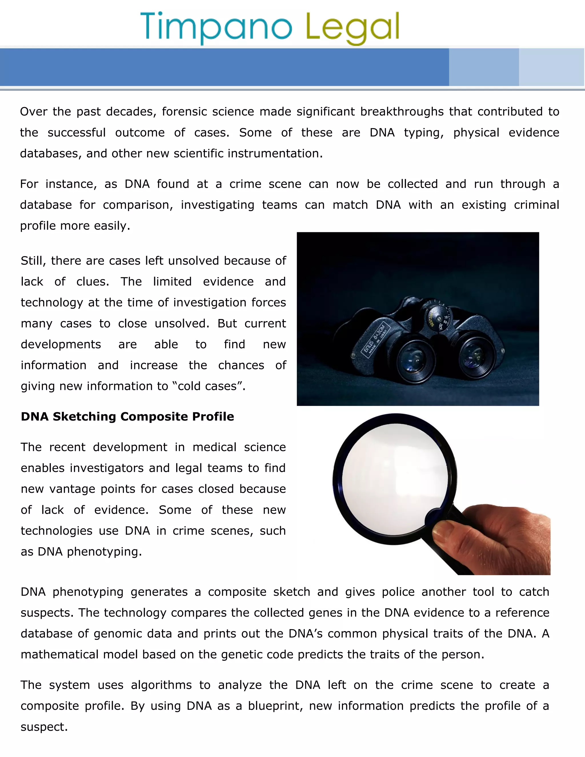 Solving Cold Cases: Old Evidence, New Technology | PDF