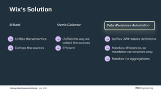 Solving Data Engineers Velocity - Wix's Data Warehouse Automation | PDF