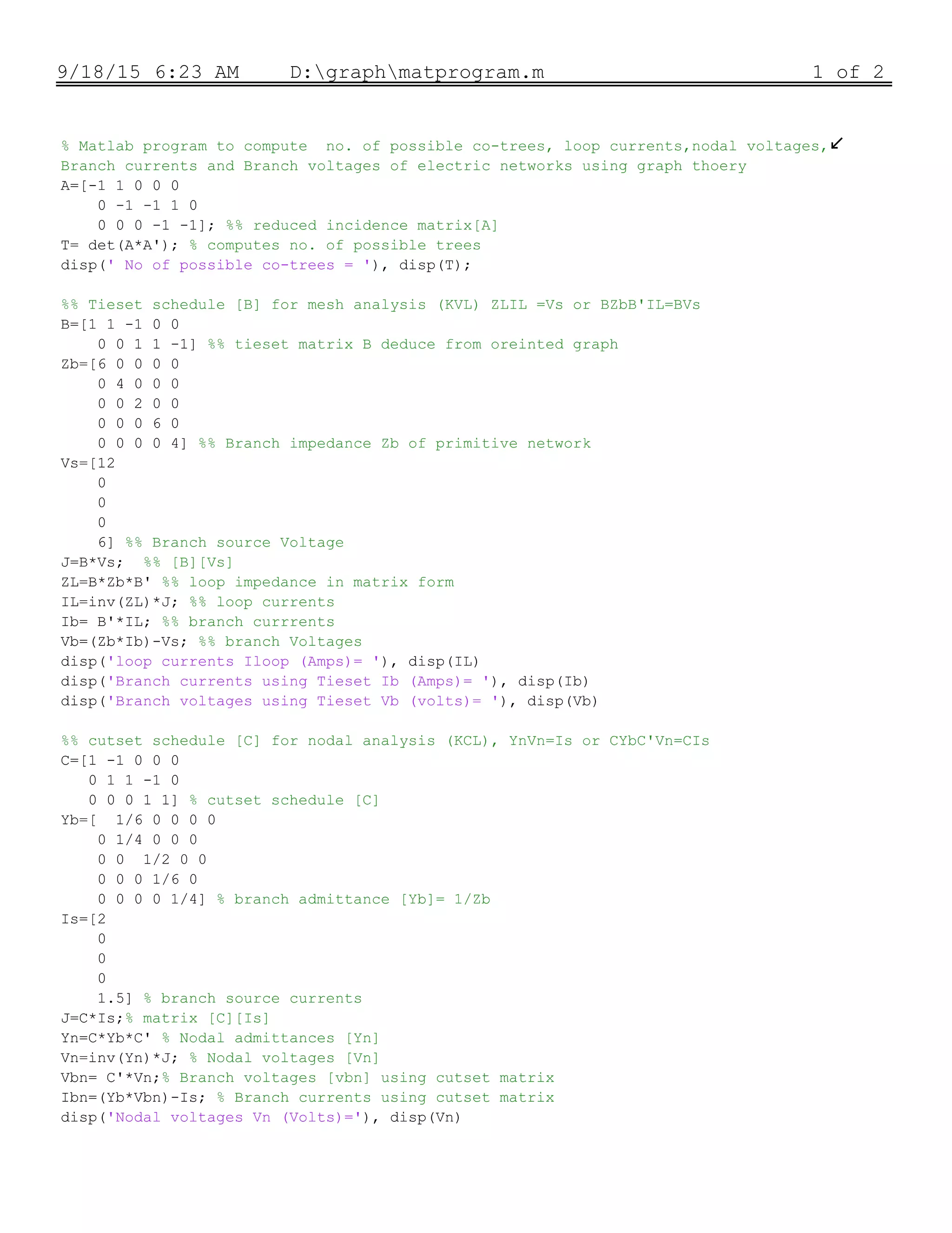 Solving electric circuits using graph theory | PDF