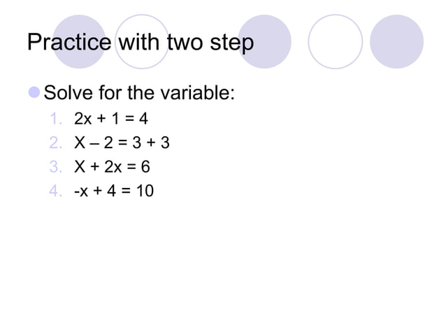 Solving equations one & two step | PPT