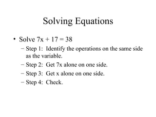 Solving Equations And Inequalities For 6th | PPT