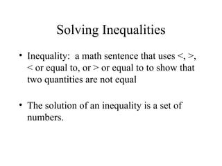 Solving Equations And Inequalities For 6th | PPT