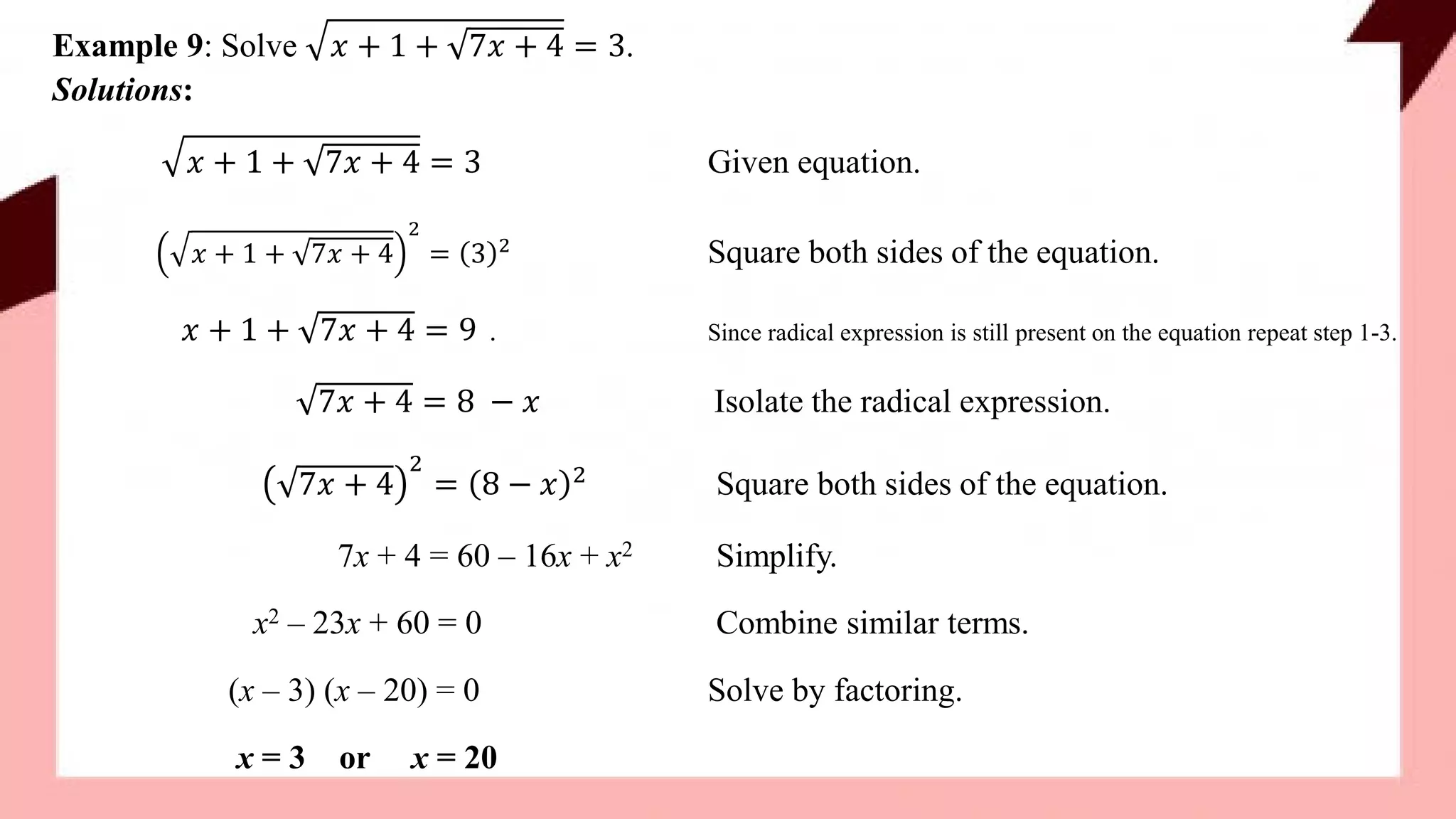 Solving Equations Involving Radical Expressions | PDF