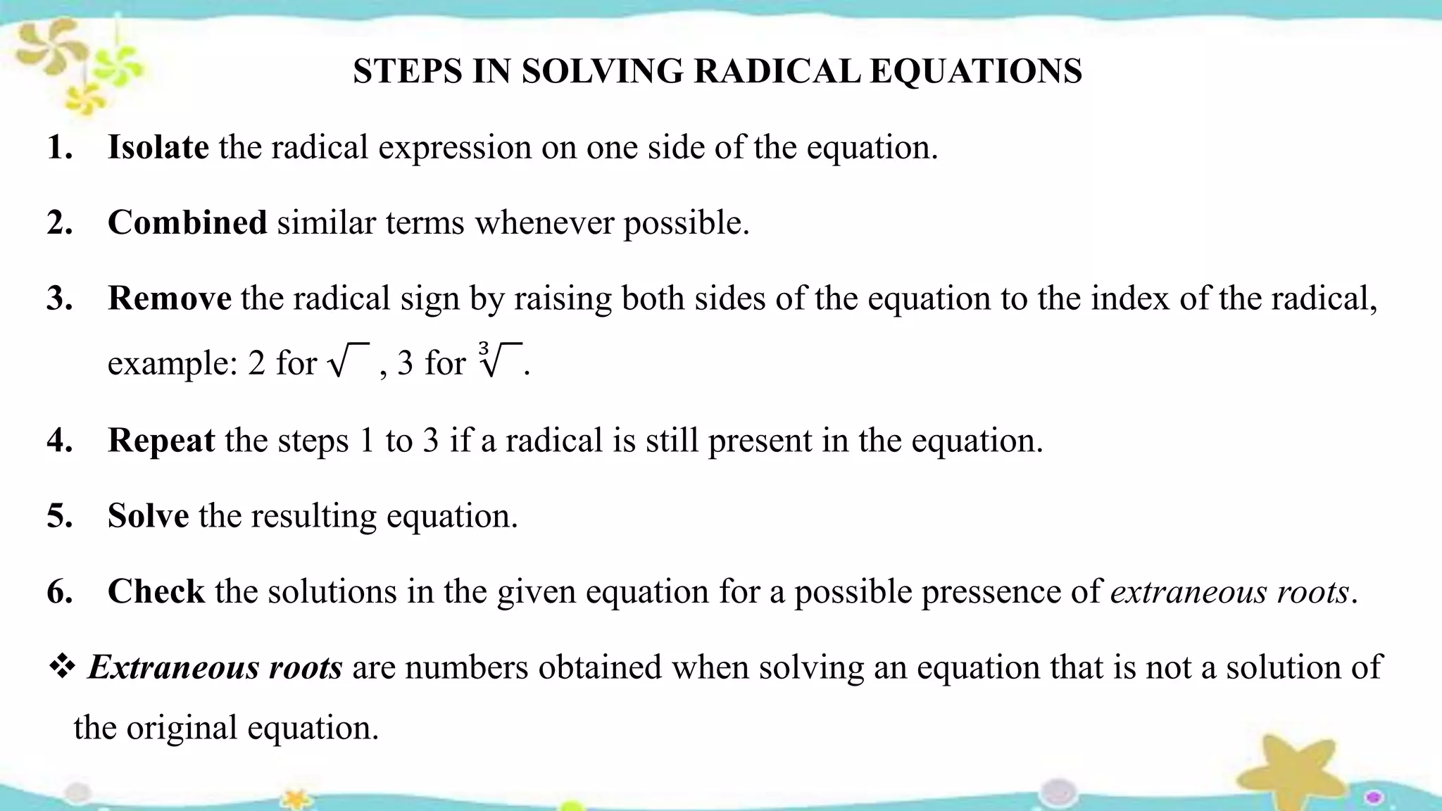 Solving Equations Involving Radical Expressions | PDF