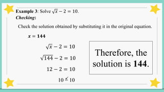 Solving Equations Involving Radical Expressions | PDF