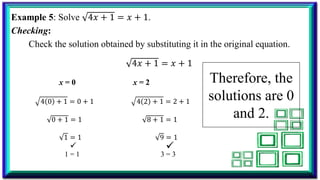 Solving Equations Involving Radical Expressions | PDF