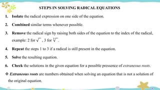 Solving Equations Involving Radical Expressions | PDF